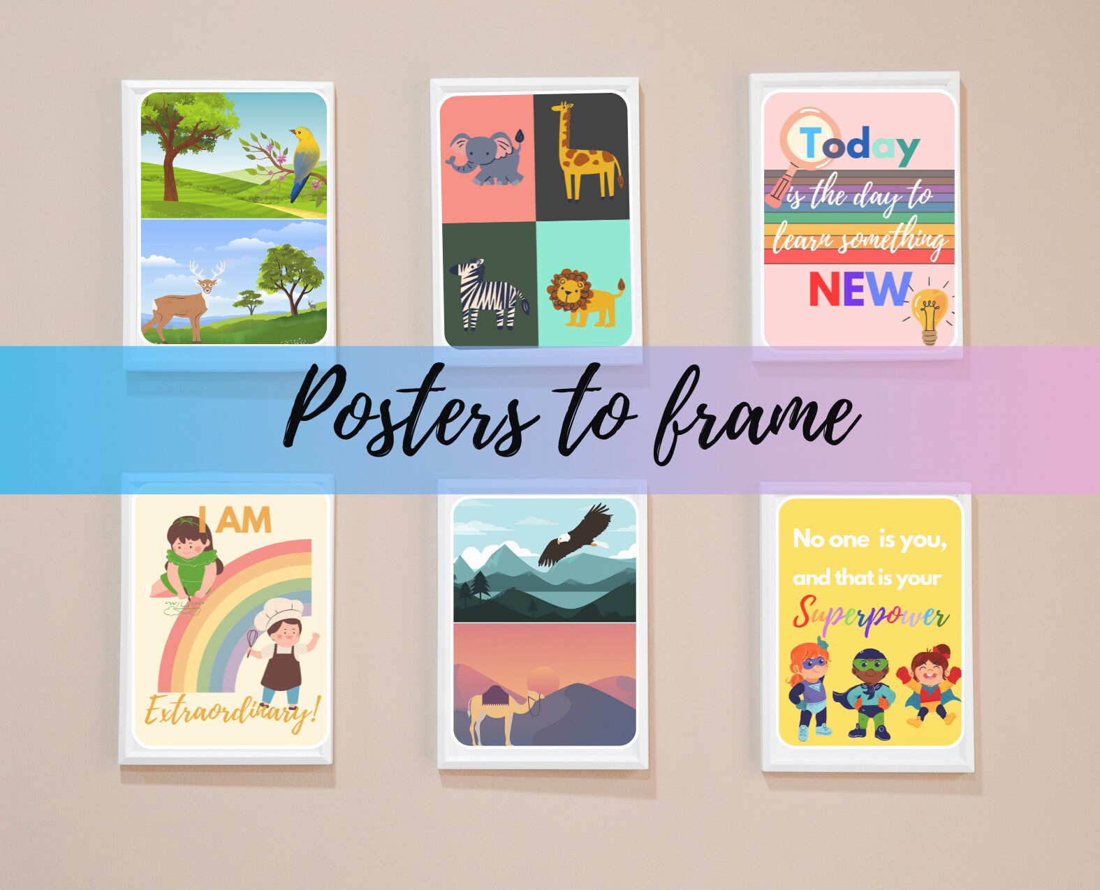 Set of Educational Posters, Learn Animals- Habitats- Life Cycle- Solar ...