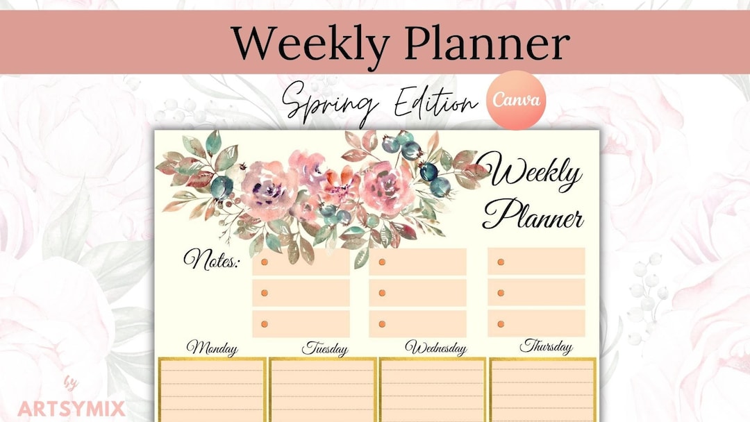Weekly Planner Printable 10 Designs - Etsy