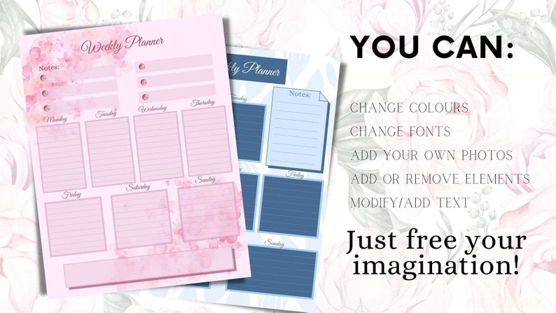 Weekly Planner Printable 10 Designs - Etsy