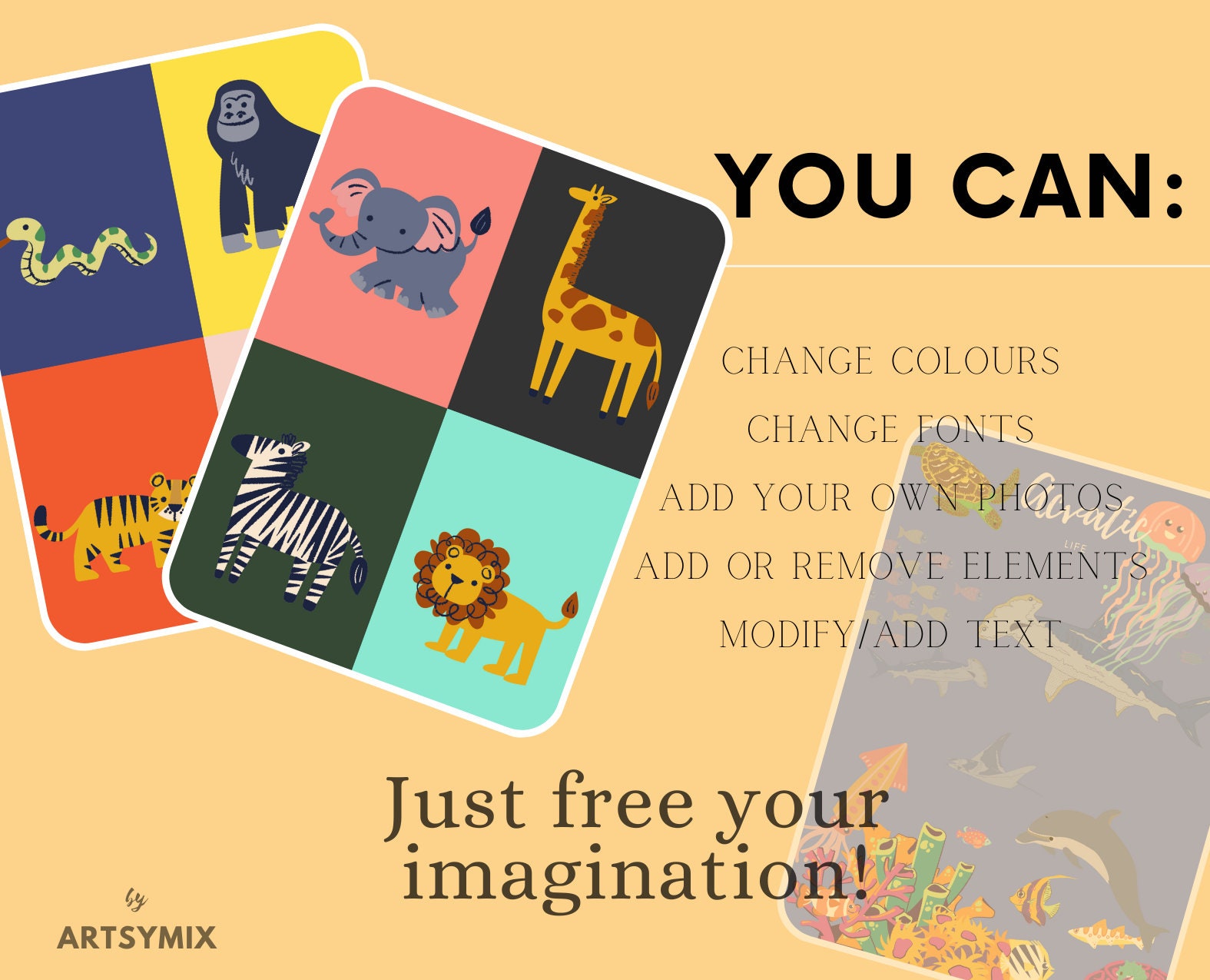 Set of Educational Posters, Learn Animals- Habitats- Life Cycle- Solar ...