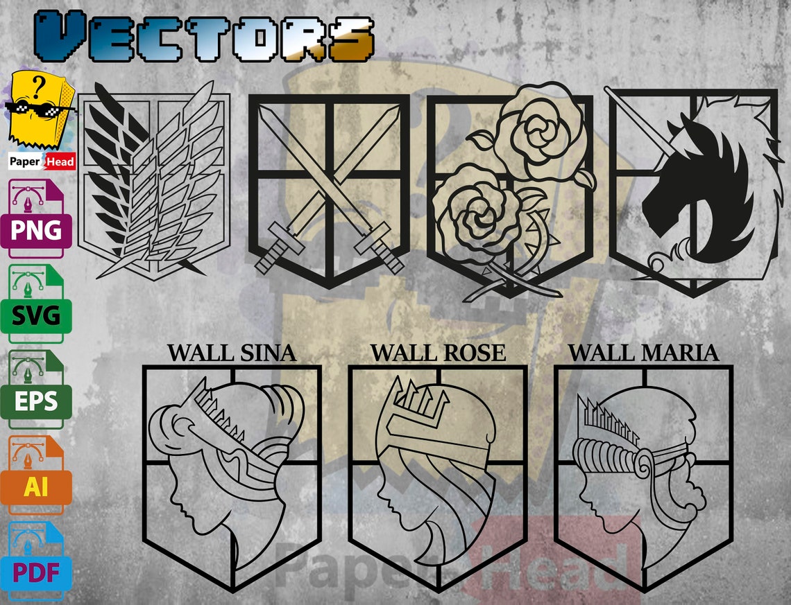 Svg Shingeki no Kyojin simbolos Shingeki no Kyojin escudos | Etsy
