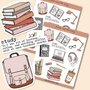Study Sticker Sheet, School Stickers, Zoom University, Bullet Journal ...