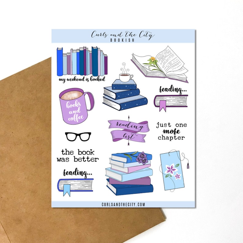 Bookish Sticker Sheet Book Lover Stickers Bullet Journal - Etsy