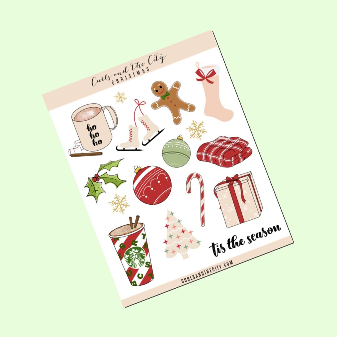 Christmas Sticker Sheet Bullet Journal Stickers Scrapbook - Etsy
