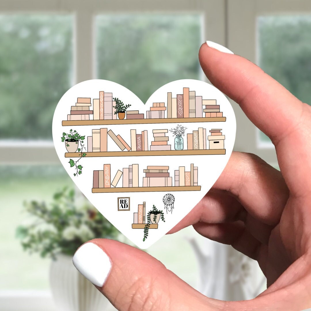 Heart Library Sticker Book Vinyl Sticker - Etsy