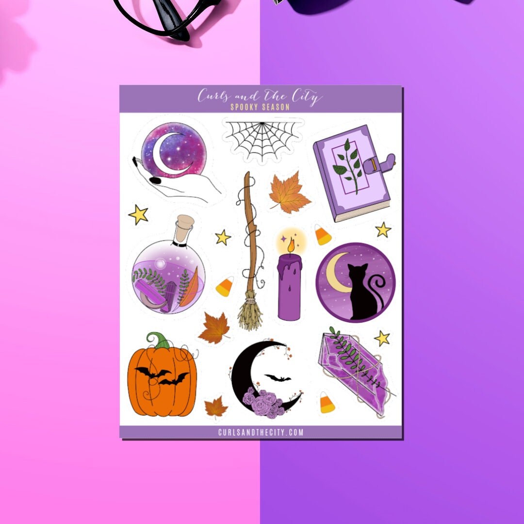Spooky Season Sticker Sheet, Halloween Stickers, Witchy Stickers ...