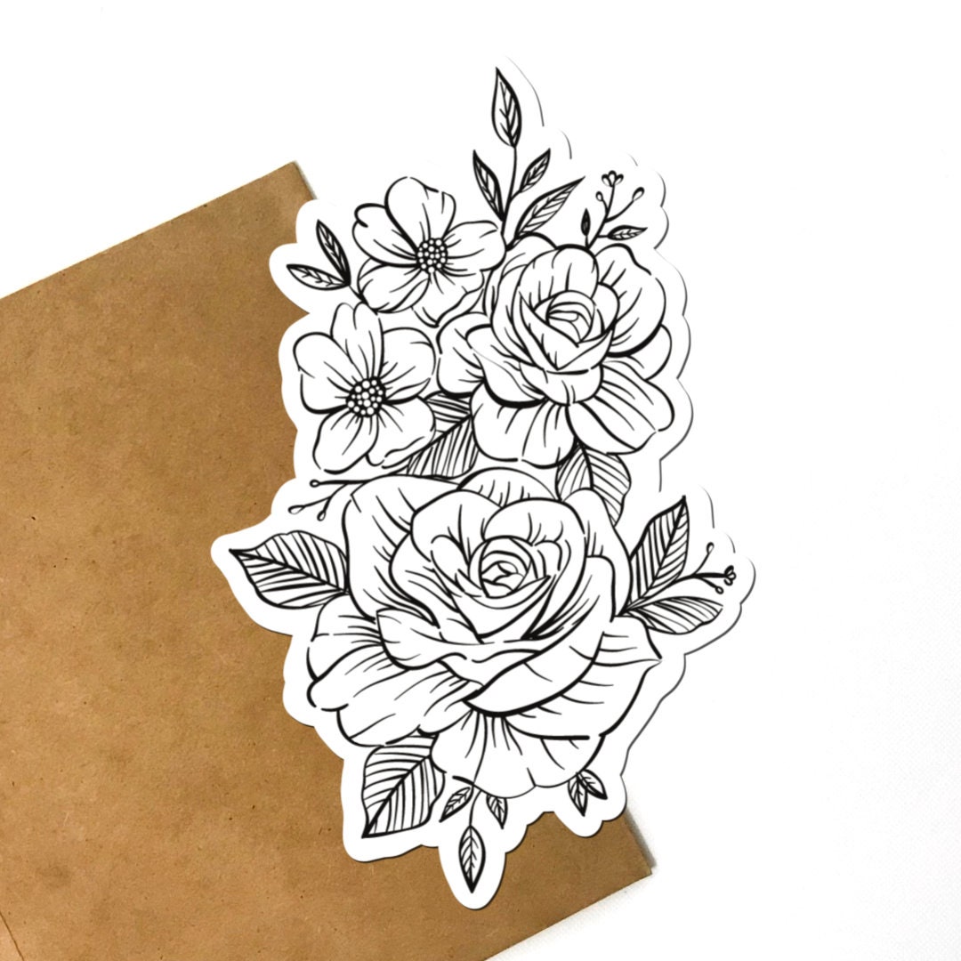 Flower Outline Vinyl Sticker - Etsy