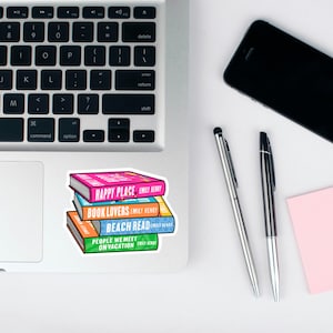 Happy Place Book Stack Sticker - Etsy