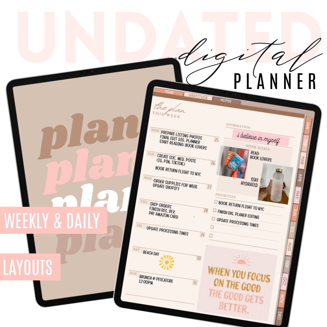 Neutral Undated Digital Planner, Goodnotes Planner - Etsy