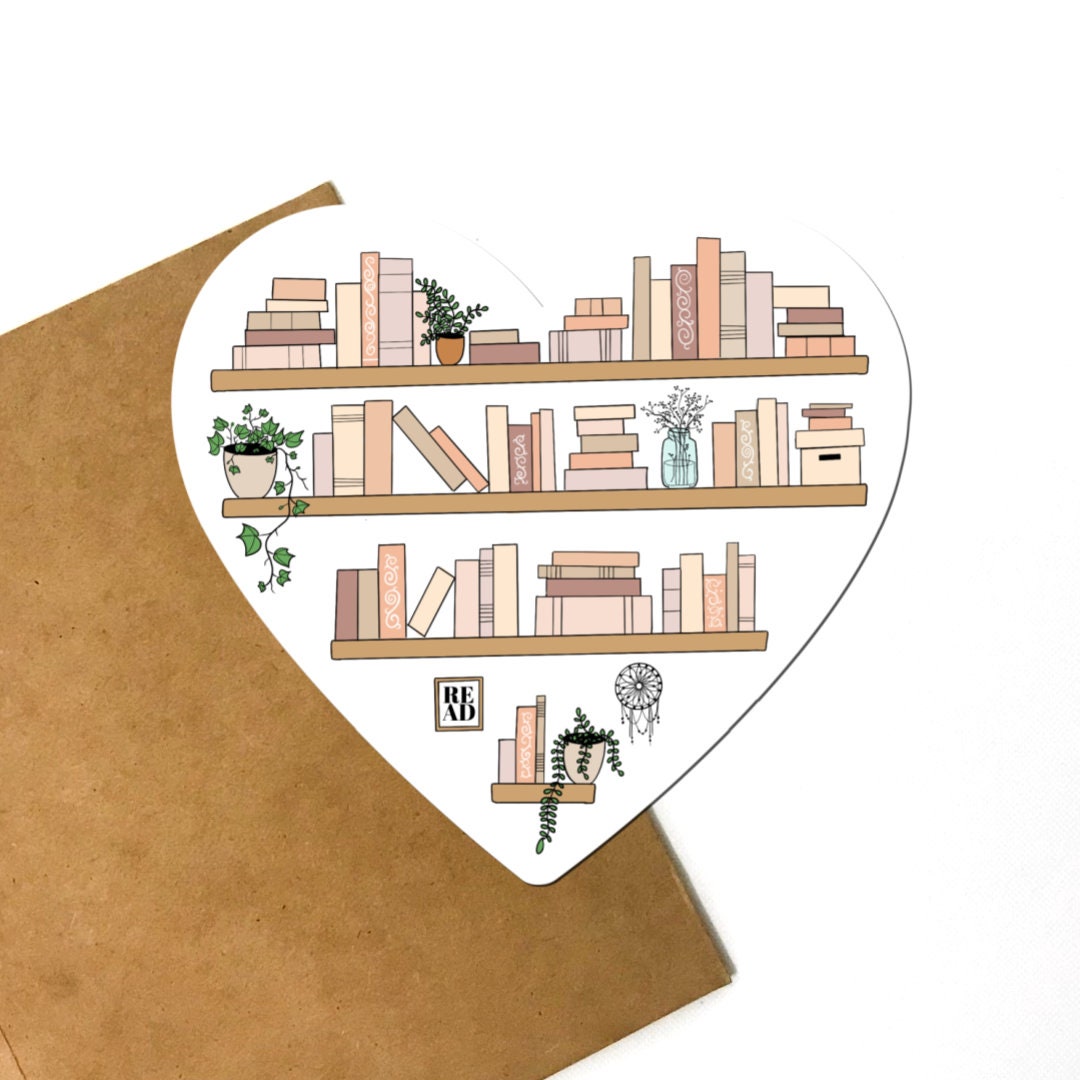 Heart Library Sticker Book Vinyl Sticker - Etsy