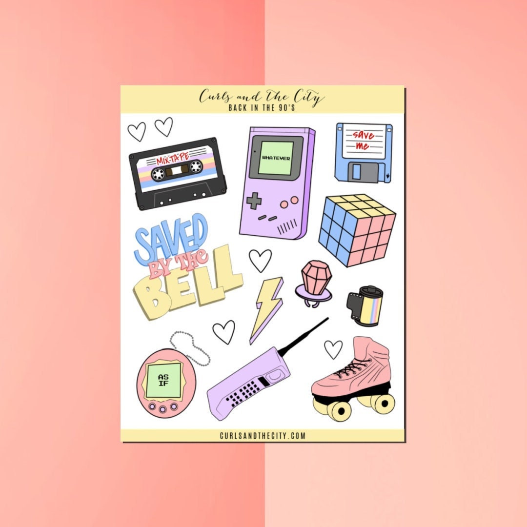 90's Nostalgia Sticker Sheet, Retro Planner Stickers - Etsy