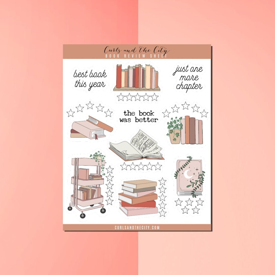 Book Review Sticker Sheet Bullet Journal Stickers Planner | Etsy