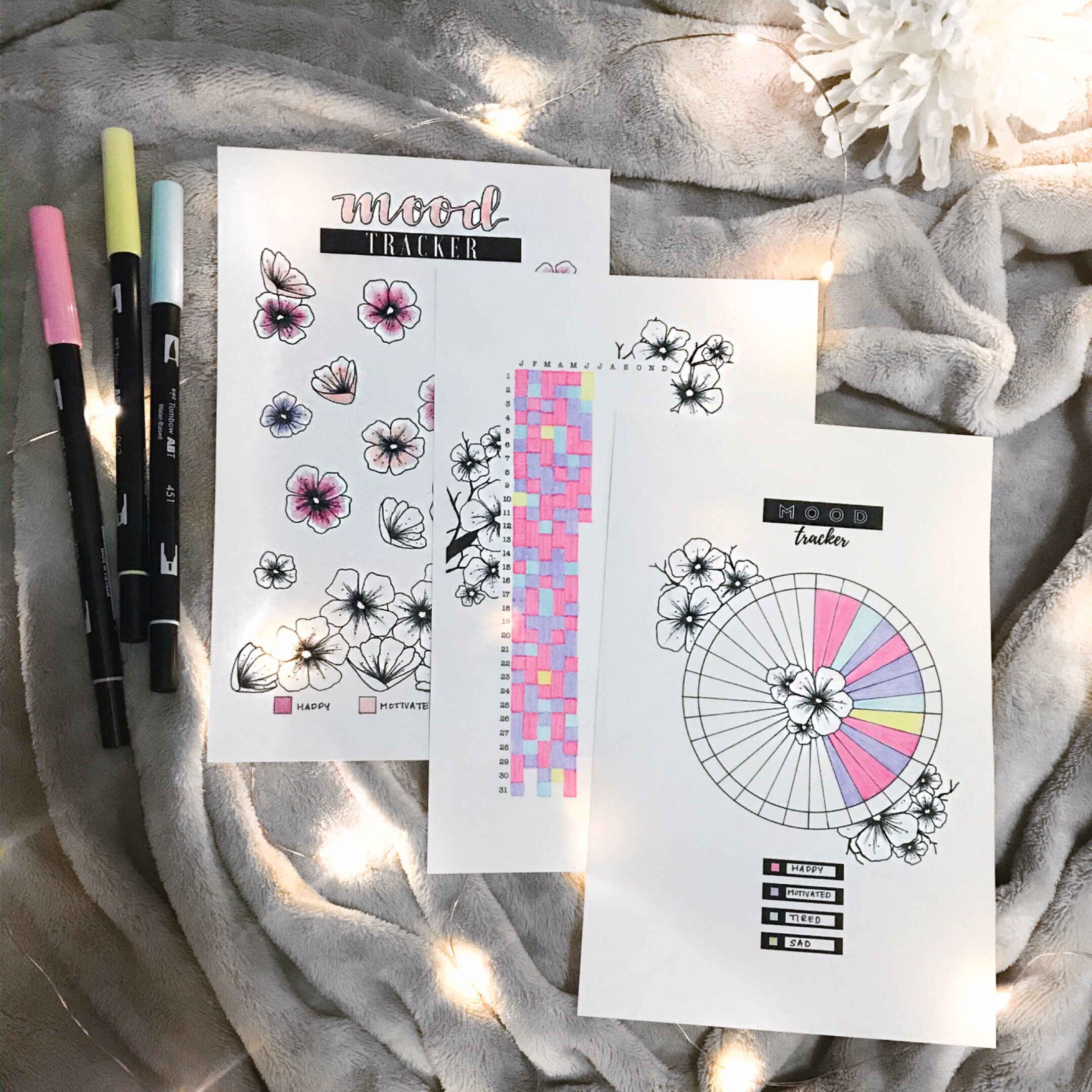 Floral Mood Tracker Planner Pages Letter Size Half Letter - Etsy