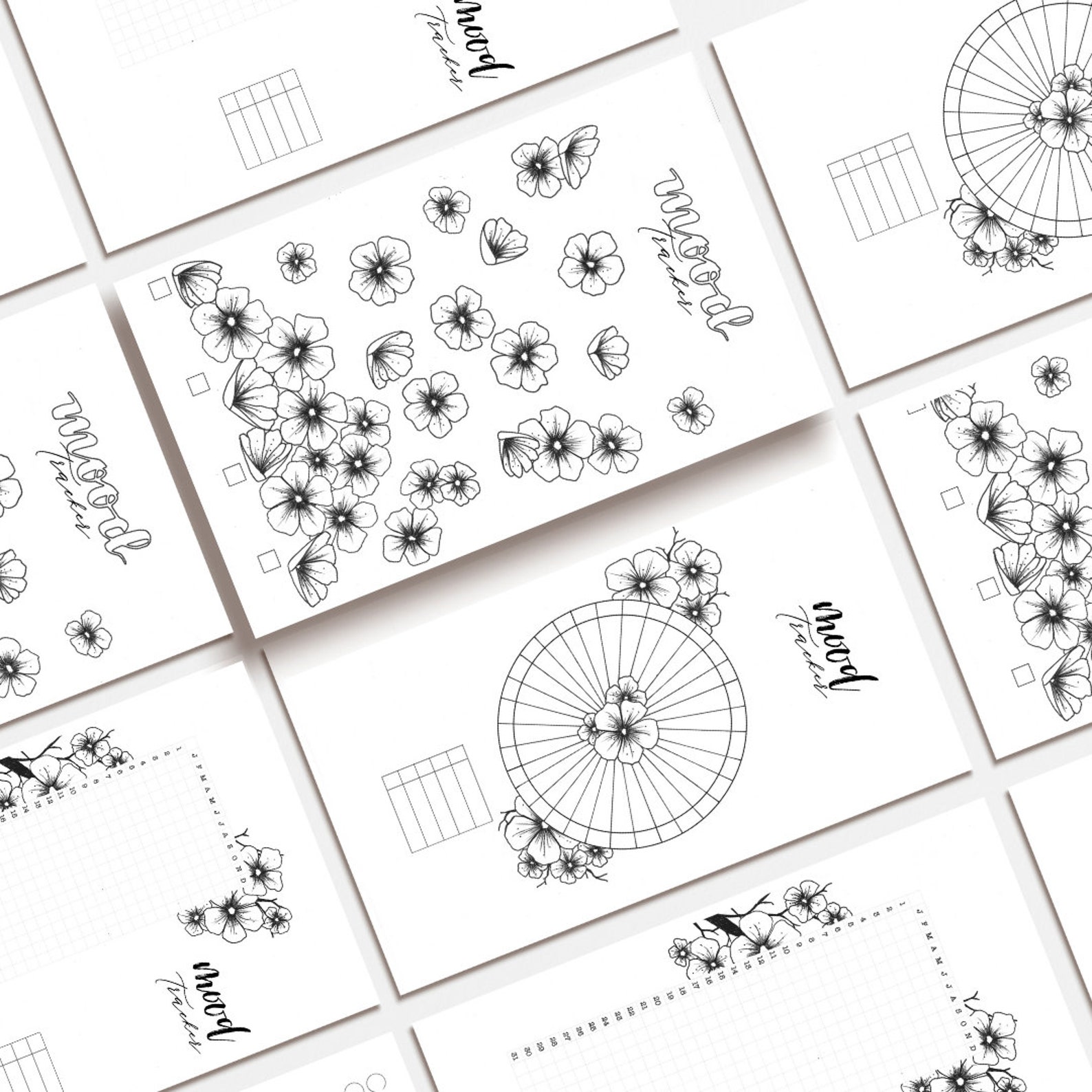Floral Mood Tracker Planner Pages Letter Size Half Letter - Etsy