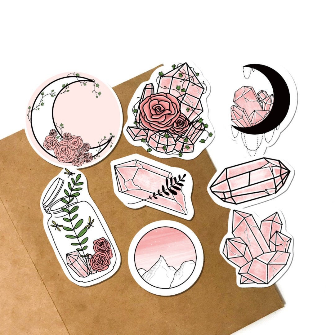 Rose Crystal Vinyl Sticker Pack - Etsy
