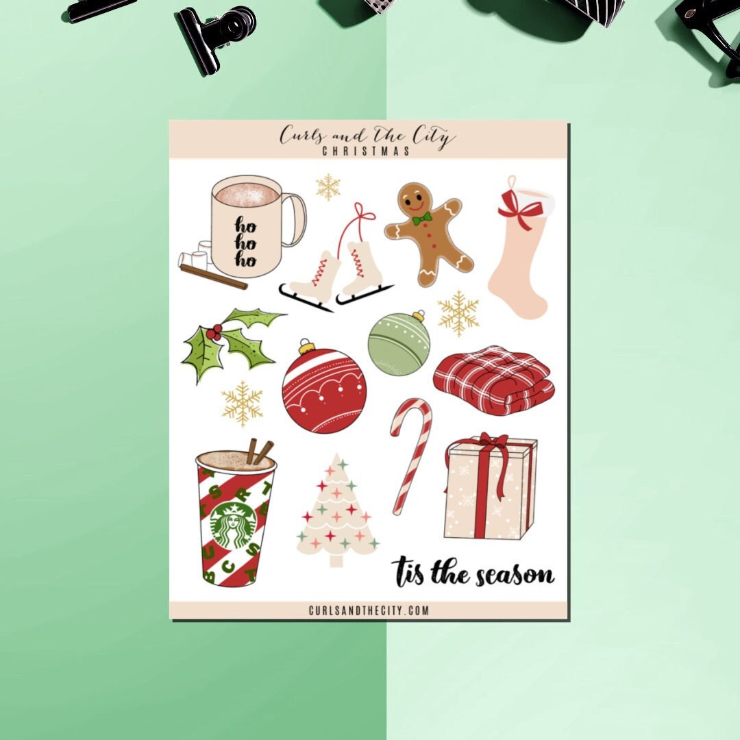 Christmas Sticker Sheet Bullet Journal Stickers Scrapbook - Etsy