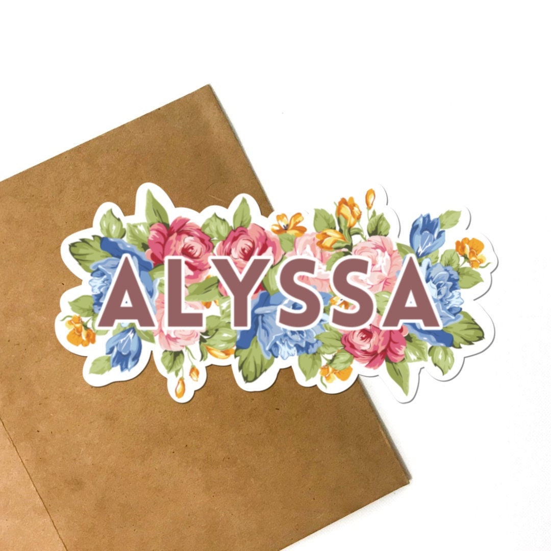 Floral Name Vinyl Sticker, Custom Name Vinyl Sticker - Etsy