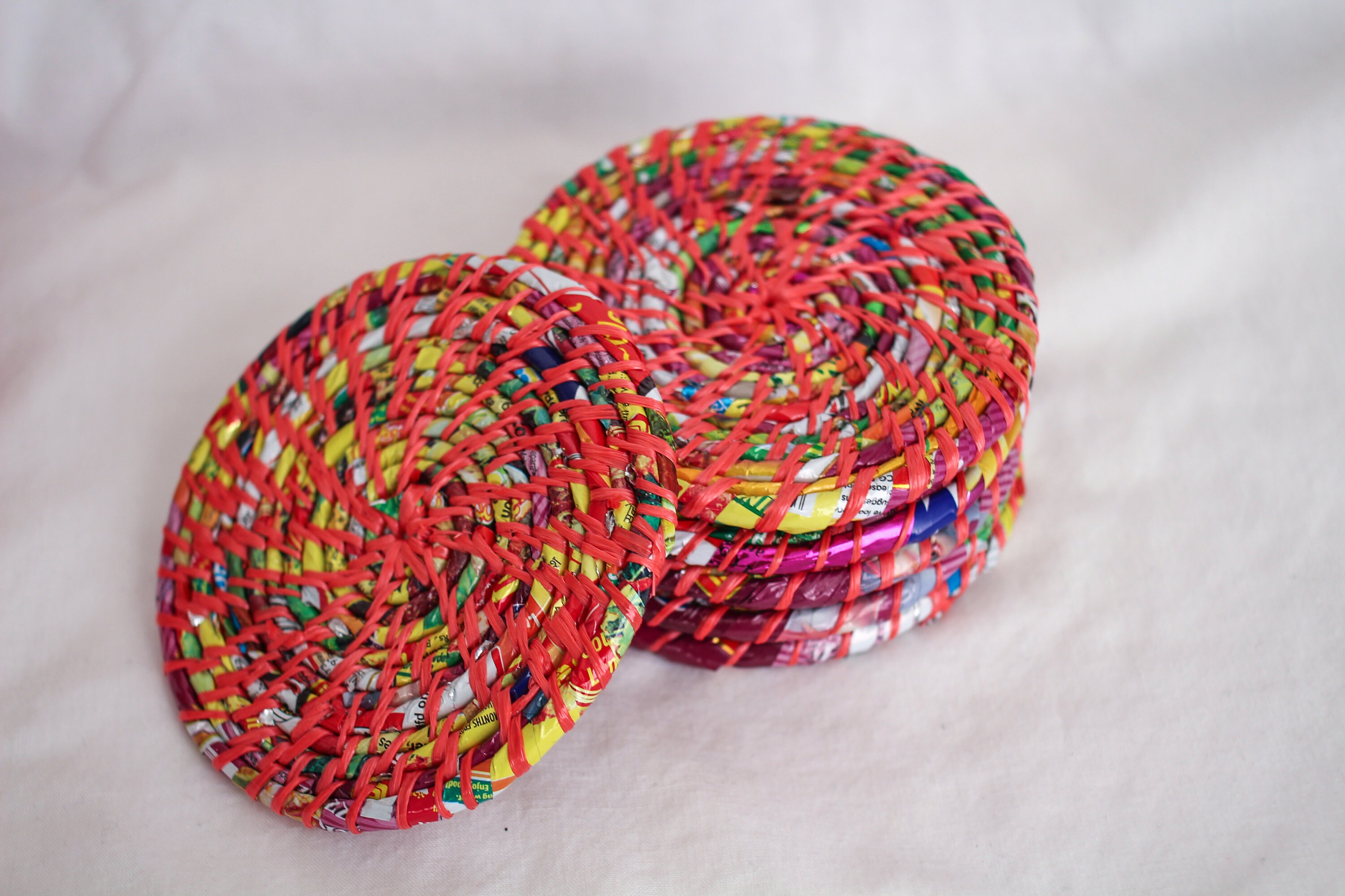 Woven Coasters From Recycled Plastic - Set of 6 Recycled Plastic ...