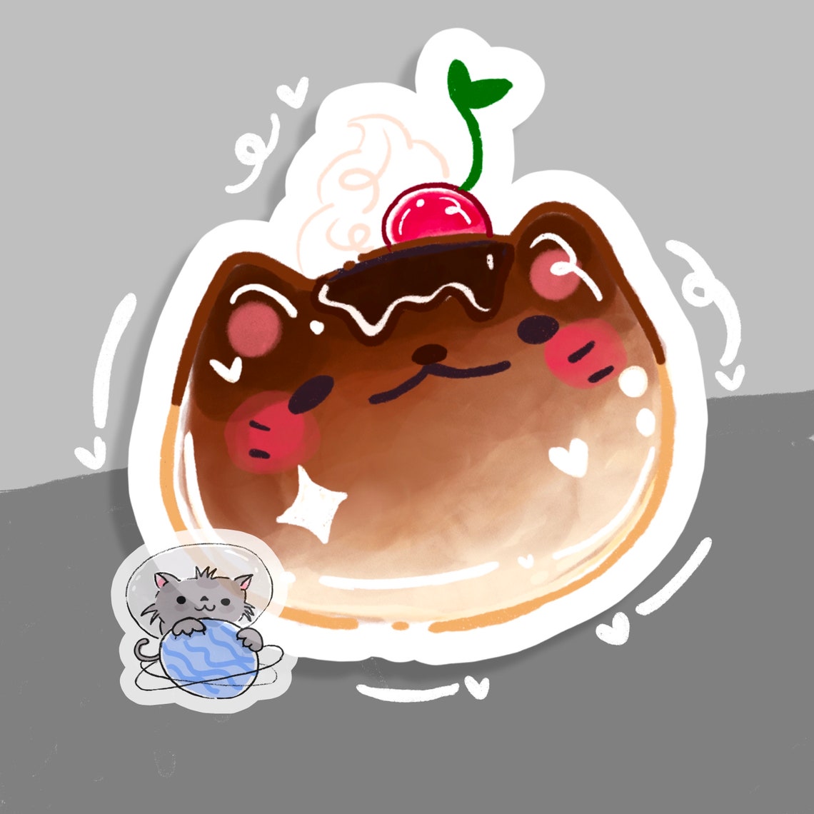 Kawaii Purin Cat Desert Sweet Sticker Vinyl - Etsy