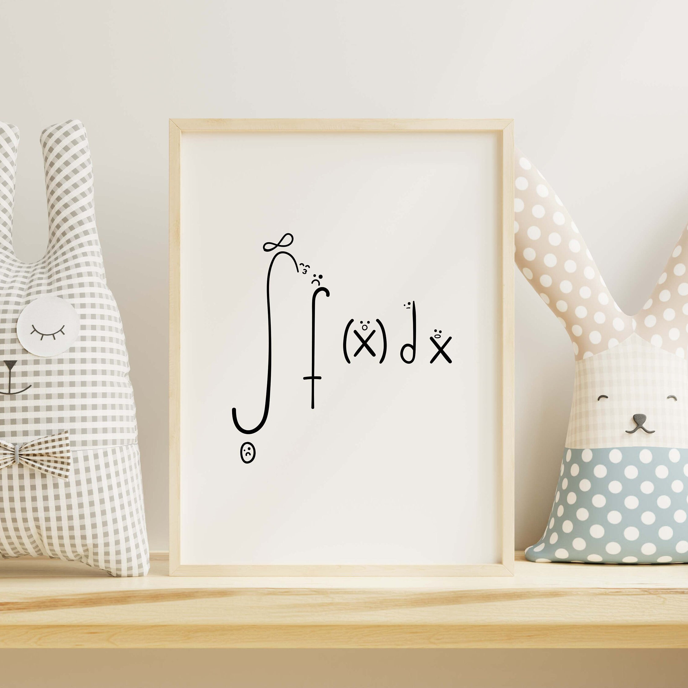 Math Illustration Digital Print Showing Integral With Cute Faces ...
