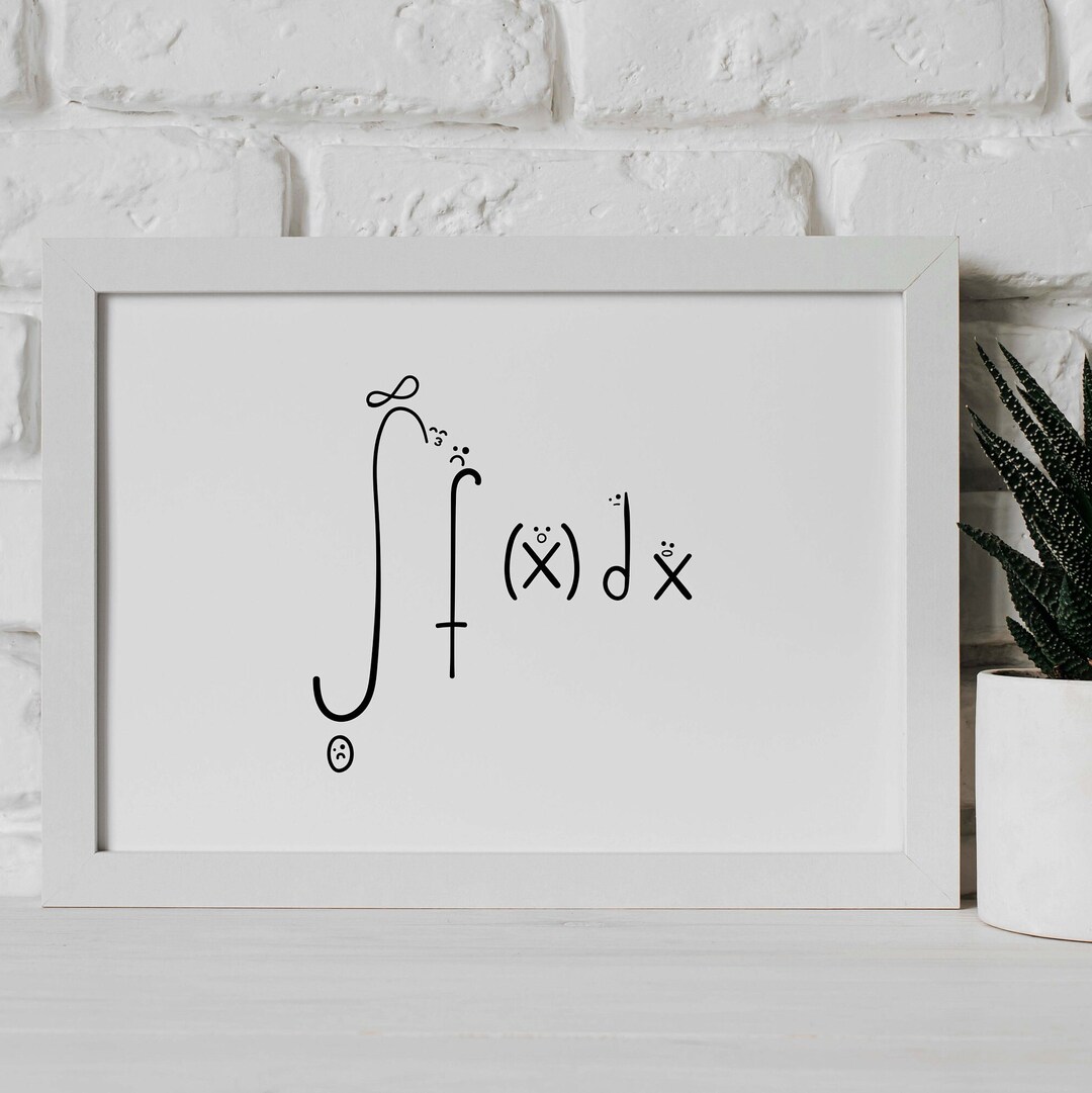 Math Illustration Digital Print Showing Integral With Cute Faces ...