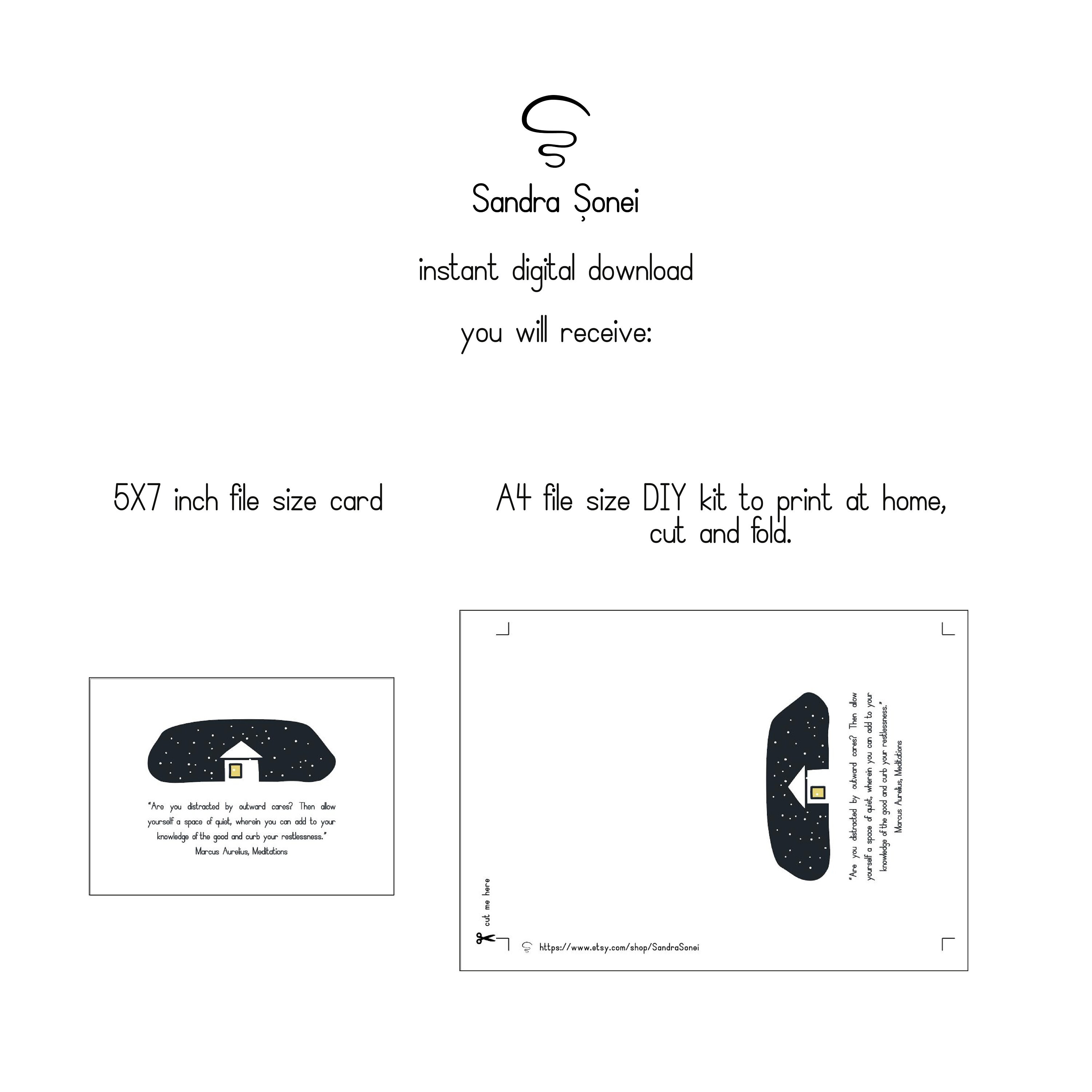 Marcus Aurelius "space of Quiet" DIY Printable Greeting Card, All ...