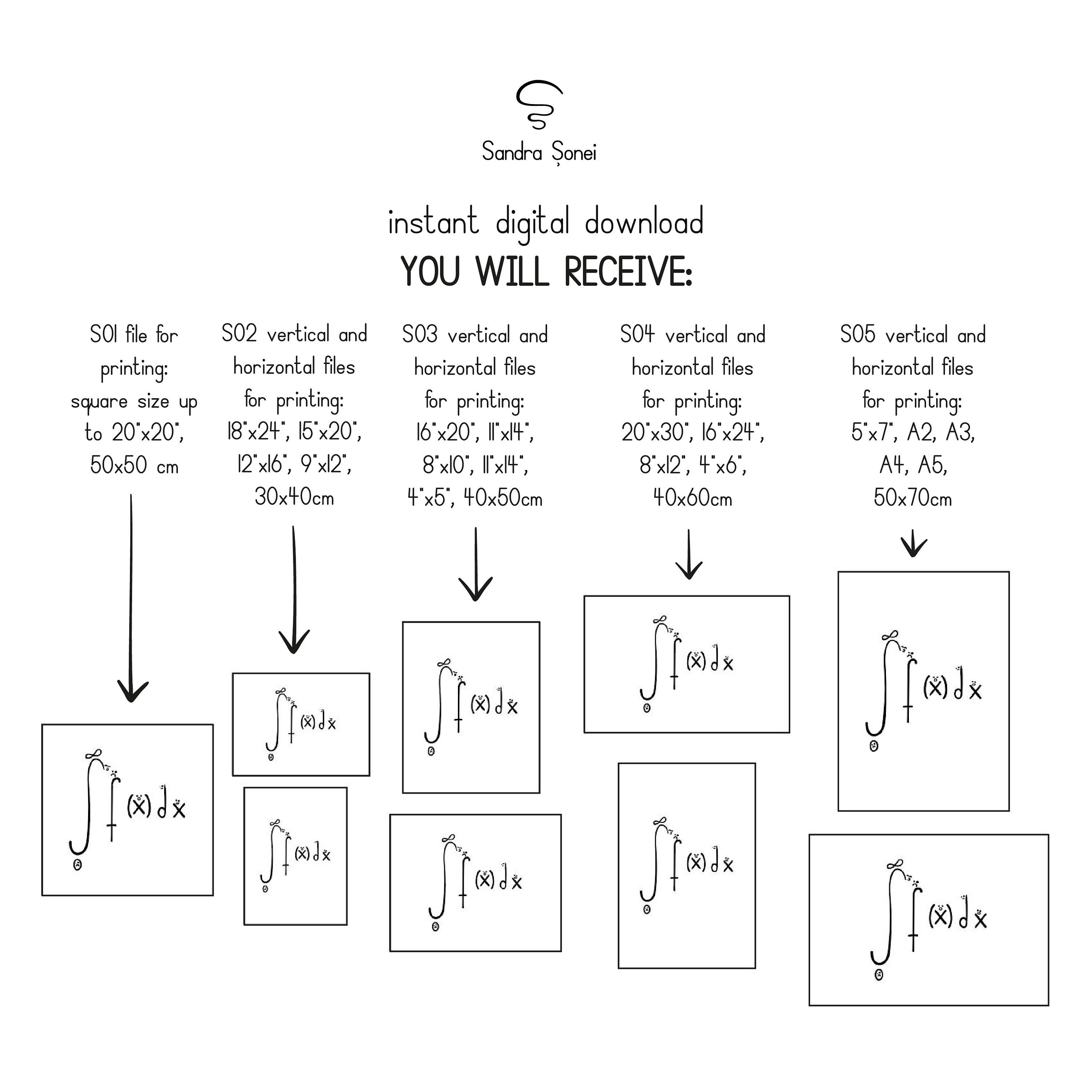 Math Illustration Digital Print Showing Integral With Cute Faces ...