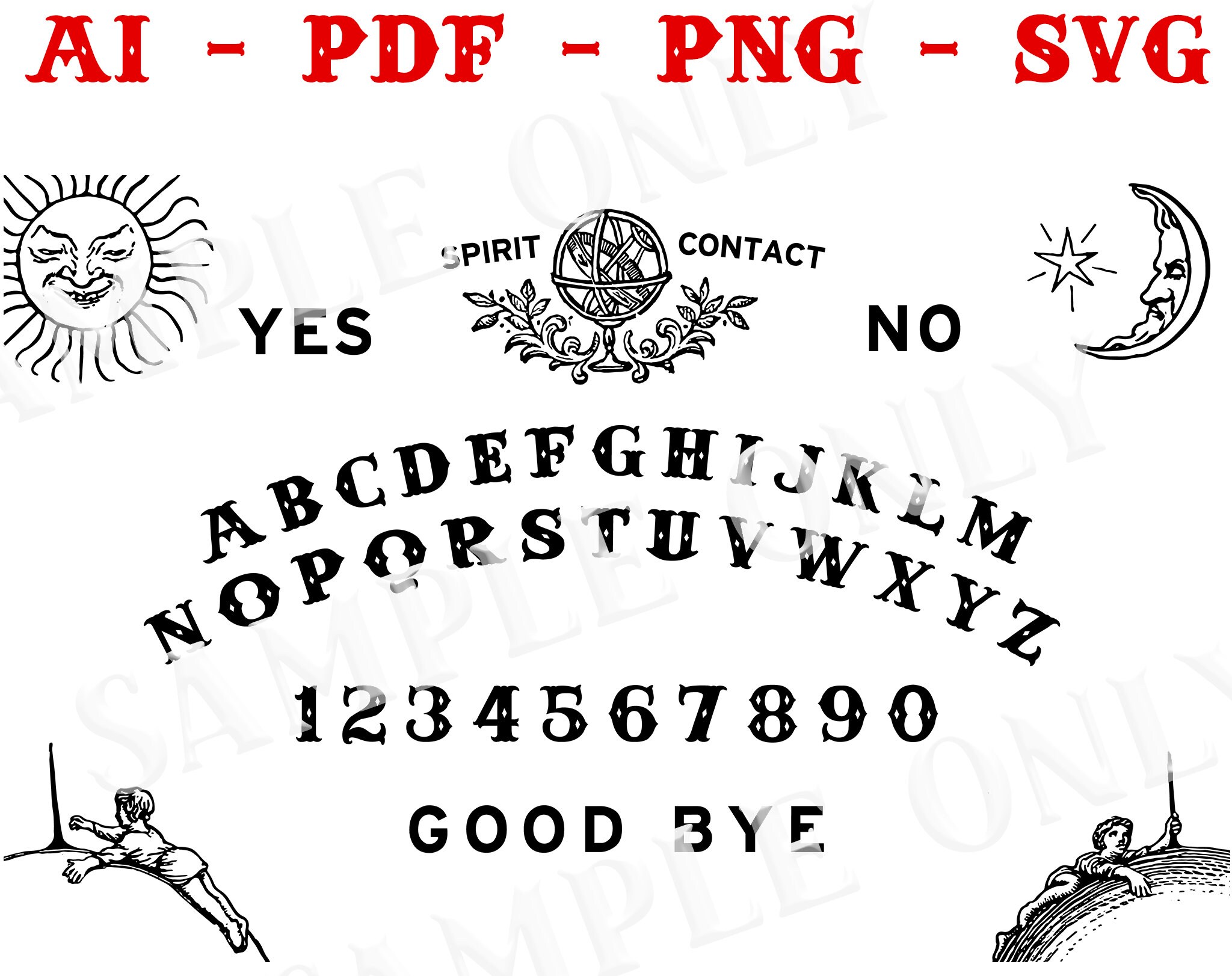 Printable Spirit Board Ouija Template Pdf Svg Png Ai Etsy UK