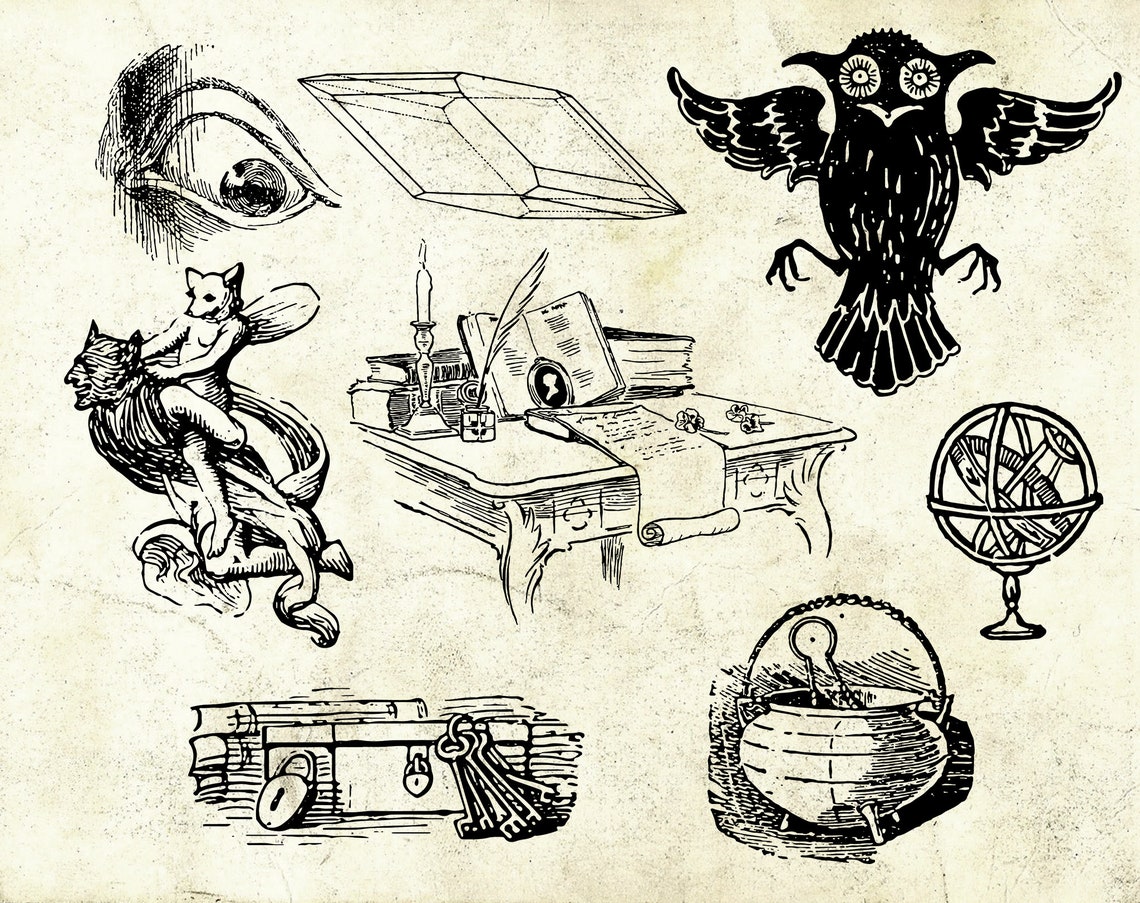24 Vintage Occult Illustrations Vector & PNG - Etsy
