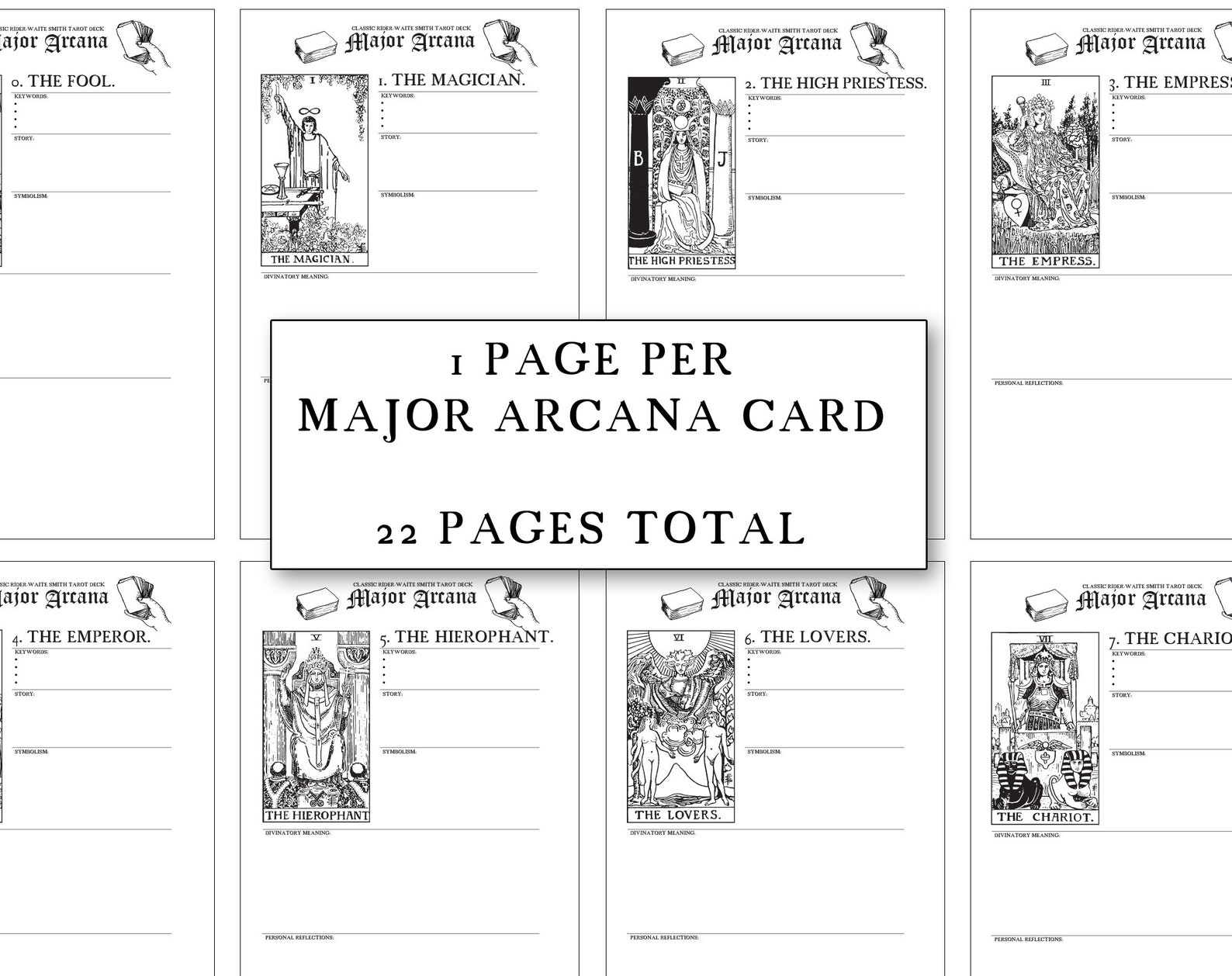 Printable Tarot Worksheets major Arcana - Etsy Australia