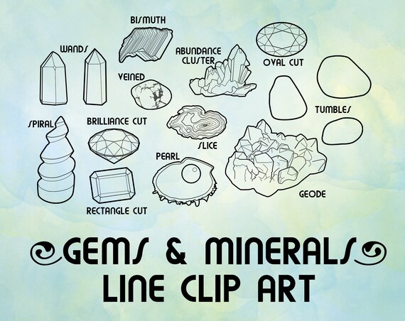 Crystals Gems & Minerals Clip Art | Etsy