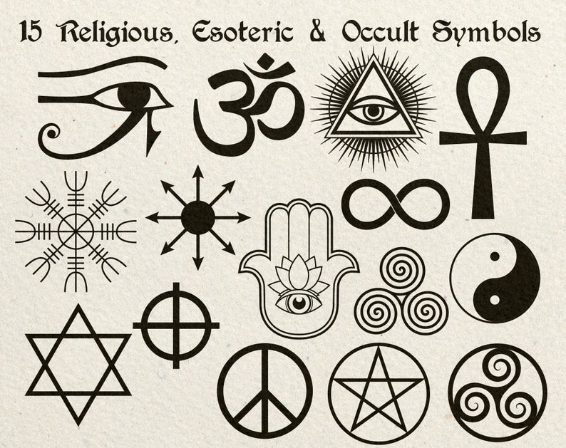 15 Religious, Esoteric & Occult Symbols Vector Clip Art - Etsy