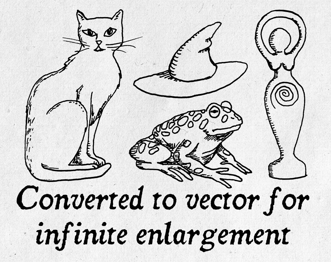VOL 2: Hand-drawn Witchcraft & Wicca Supplies Line Art in Vector and ...
