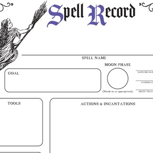 Witchcraft Spell Record Sheet Printable - Etsy Australia