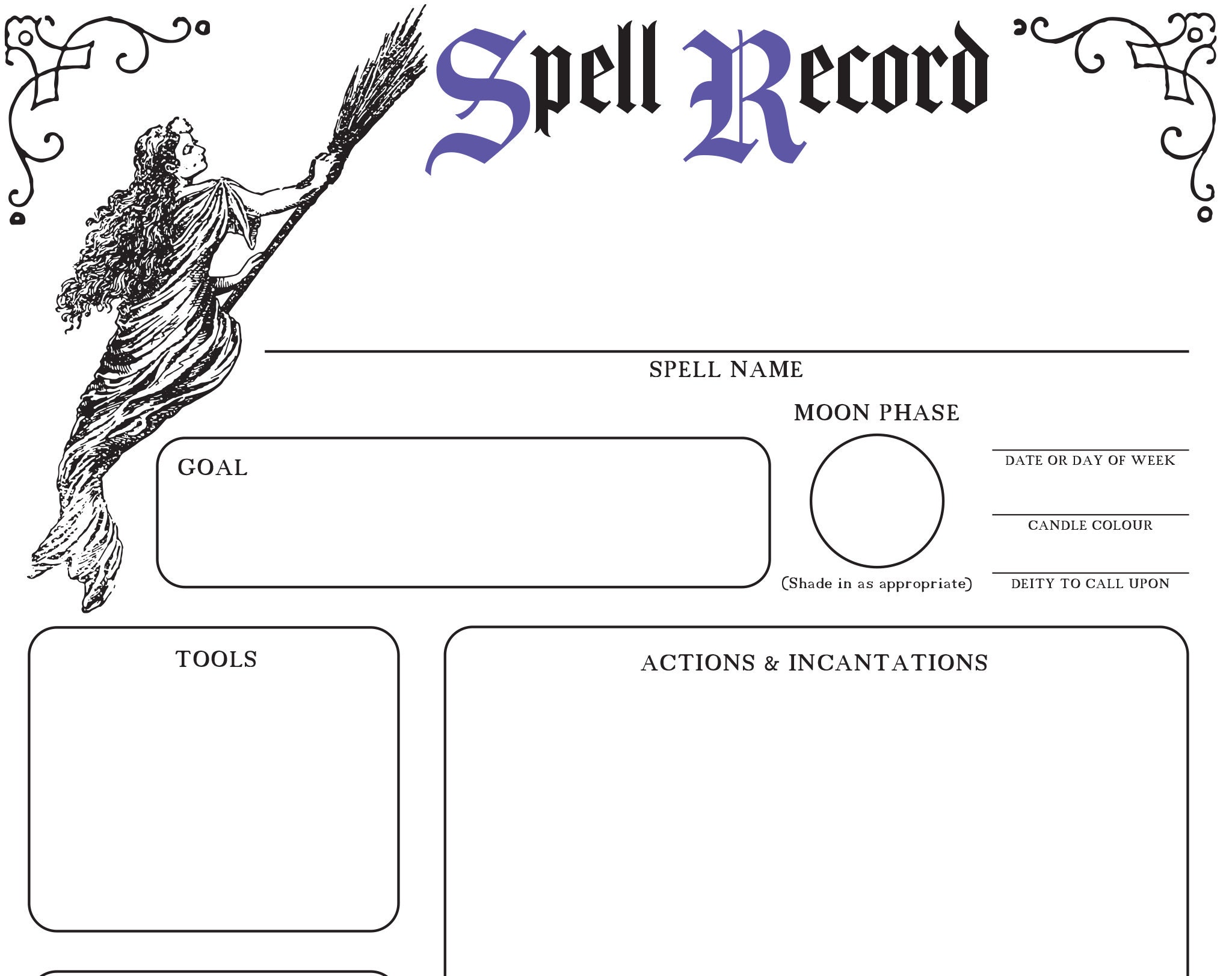 Witchcraft Spell Record Sheet Printable - Etsy Australia