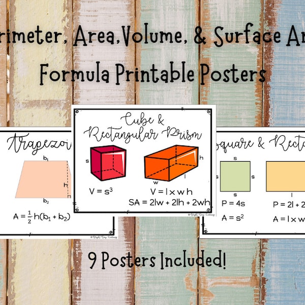 Math Formula Posters - Etsy