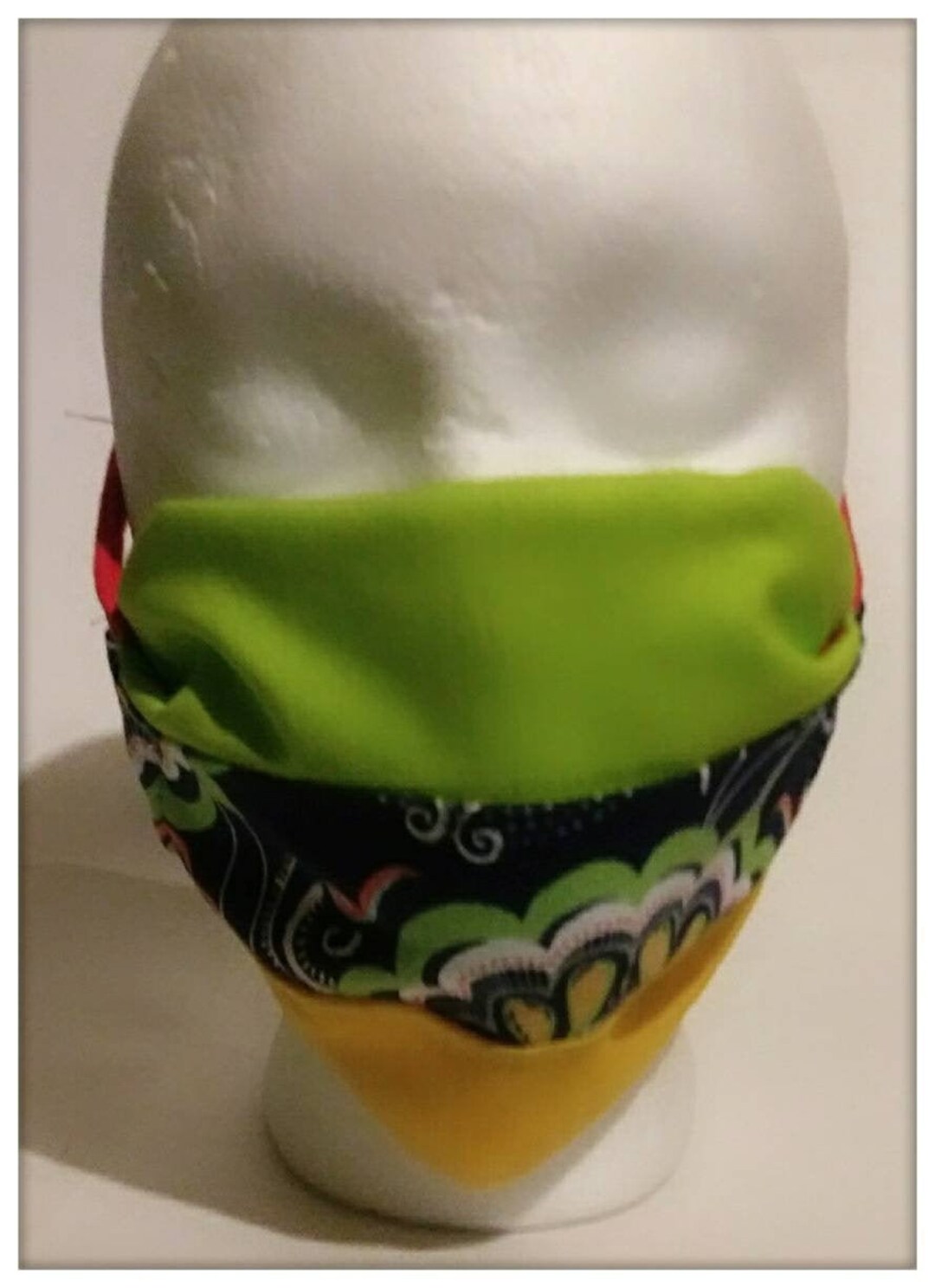 Limeprintyellow Oblong 100% Cotton Face Mask W/felt Filter Reusable ...