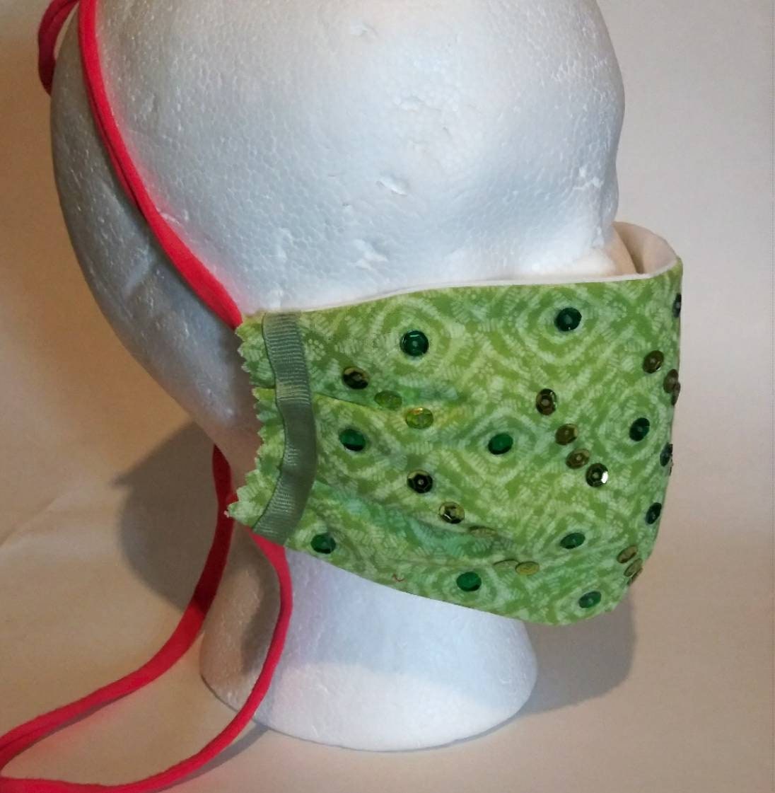 Lime 100% Cotton Face Mask W/ Felt Filter Reusable/ Washable Face Size ...