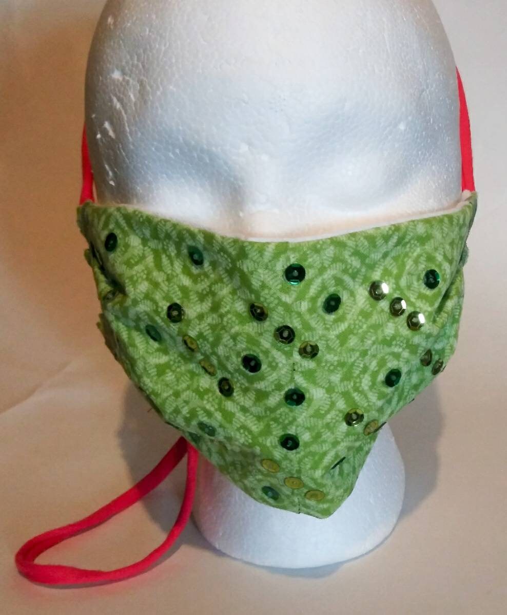 Lime 100% Cotton Face Mask W/ Felt Filter Reusable/ Washable Face Size ...