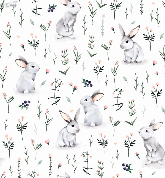 Premium Cotton fabric Cute rabbit Fabric for baby Magic garden | Etsy
