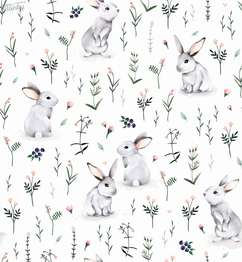Premium Cotton Fabric Cute Rabbit Fabric for Baby Magic Garden Print ...