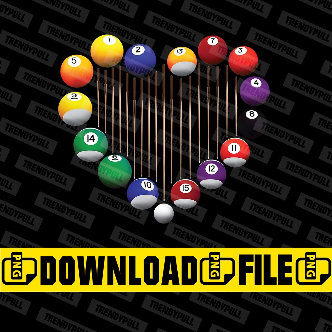Pool Balls Heart PNG Digital Download, Pool Balls Lover PNG Pool Balls ...