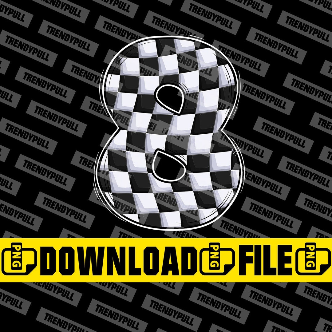 Checkered Flag Number 8 Birthday PNG, 8th Birthday Race Car PNG, Racing ...