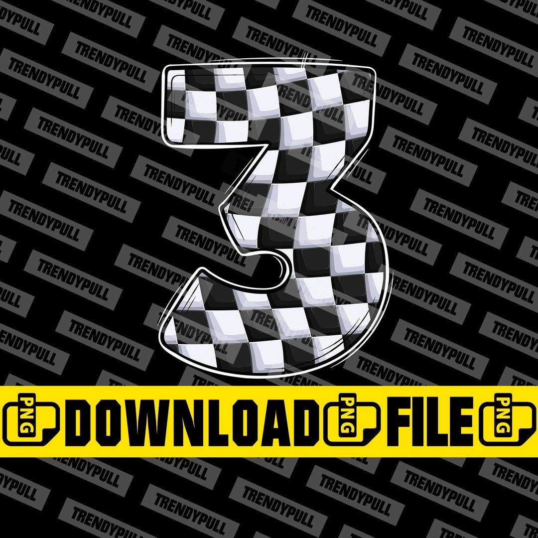Checkered Flag Number 3 Birthday PNG, 3rd Birthday Race Car PNG, Racing ...