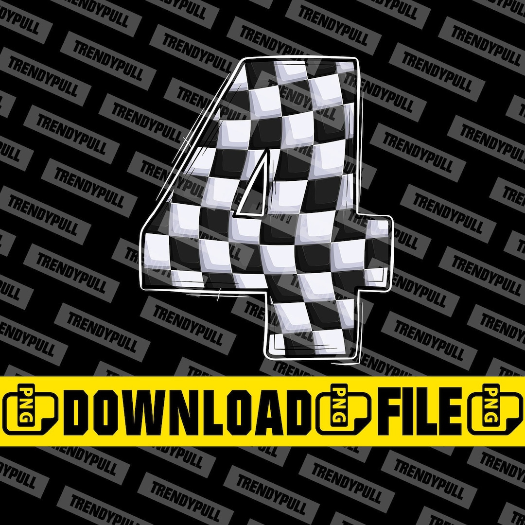 Checkered Flag Number 4 Birthday PNG, 4th Birthday Race Car PNG, Racing ...
