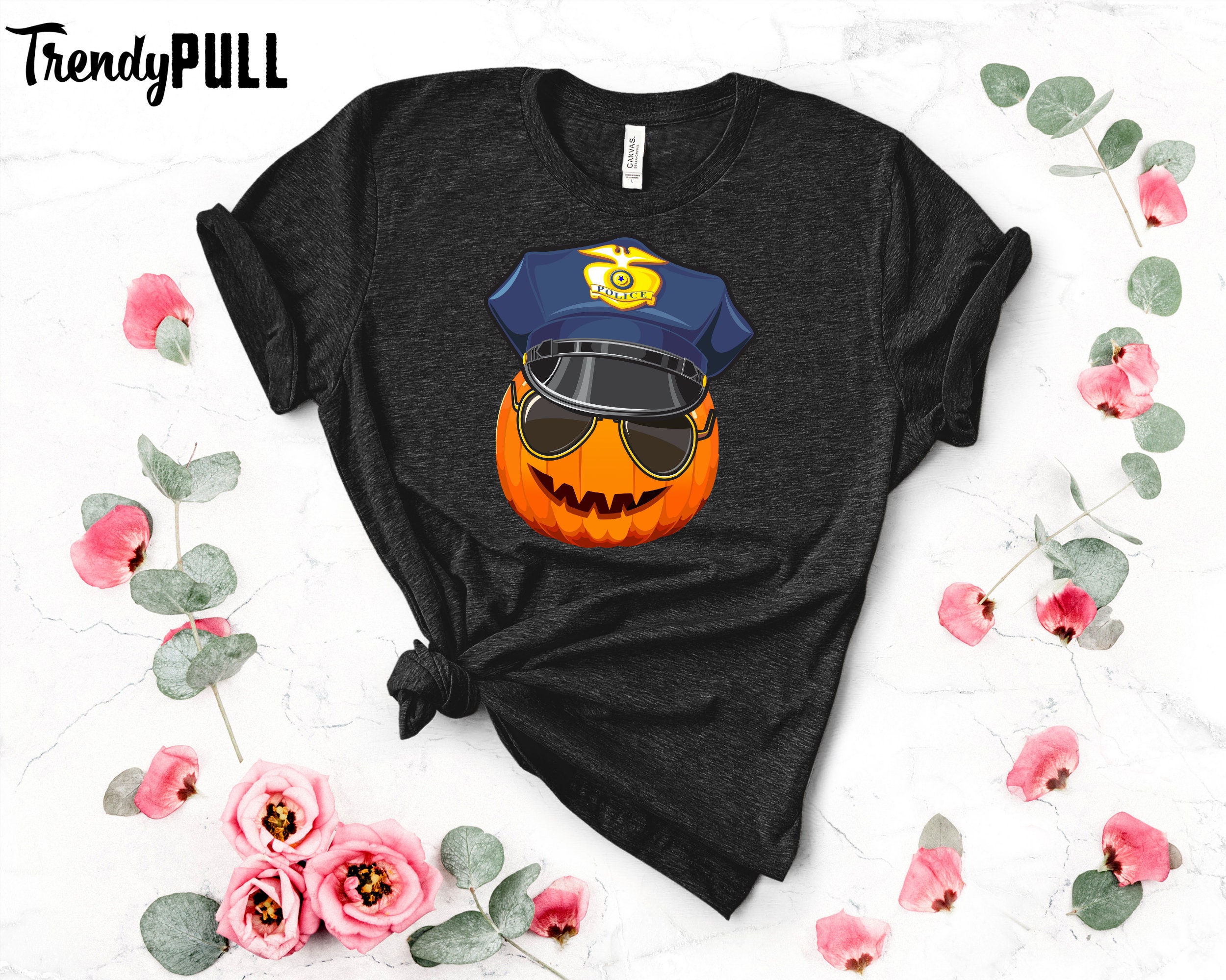 Halloween police officer pumpkin Shirt for kids tank hodie | Etsy
