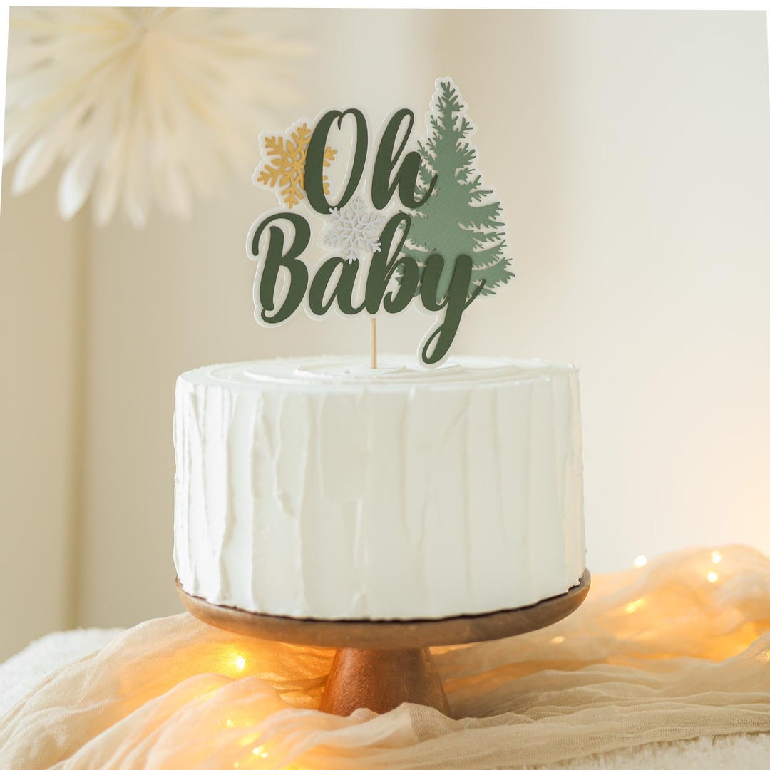Evergreen Tree Cake Topper Baby Its Cold Outside Winter Christmas Baby ...