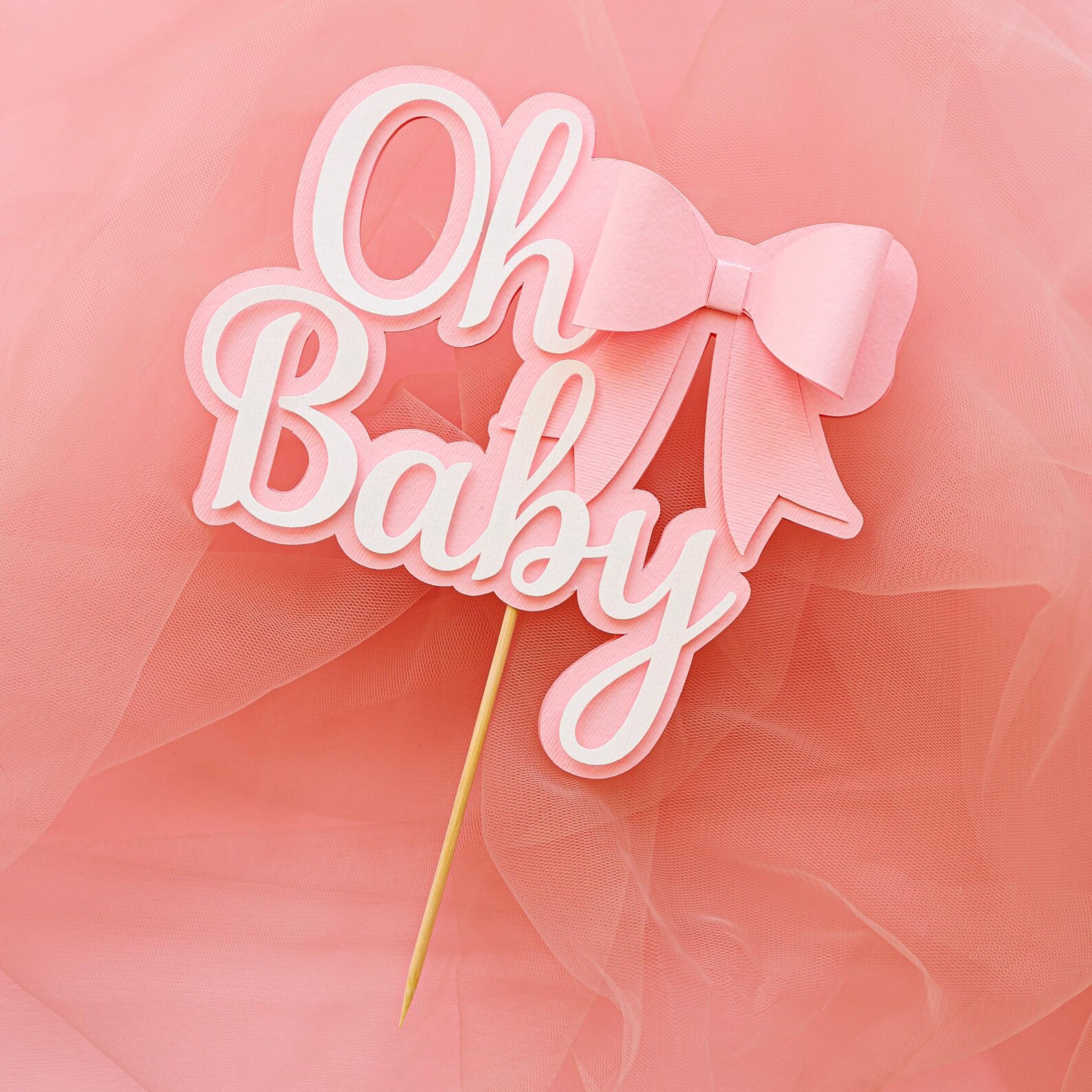 Pink Bow Cake Topper - Coquette Baby Shower Decoration - Oh Baby - Etsy