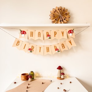 Mushroom Birthday Banner ~ Happy Birthday Banner ~ Mushroom First ...