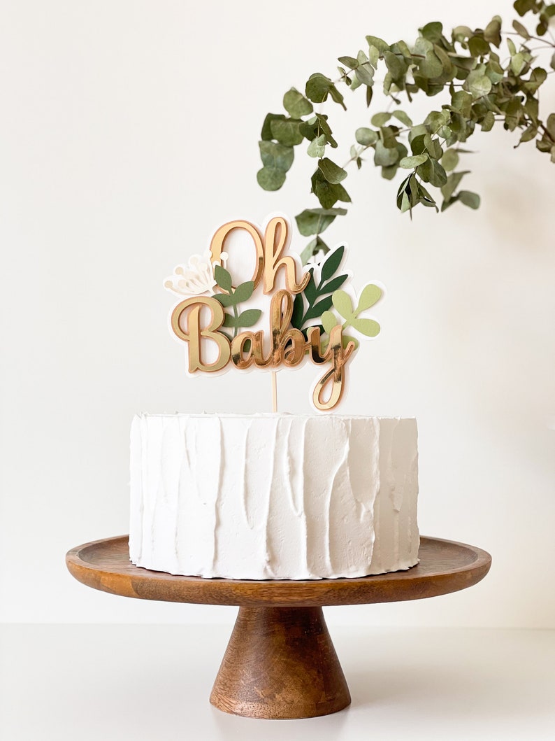 Baby Sprinkle Cake Topper Greenery Baby Shower Oh Baby Cake Topper ...